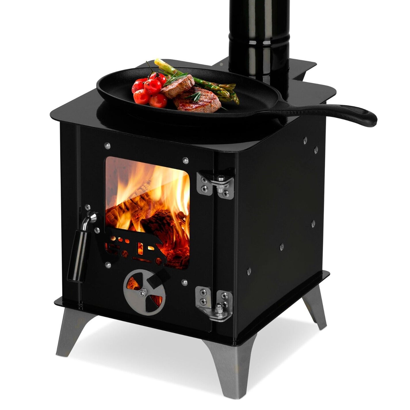 Tiny Outdoor Oven with Stove Top for Camping Tents – BlackSeaMetalWorks